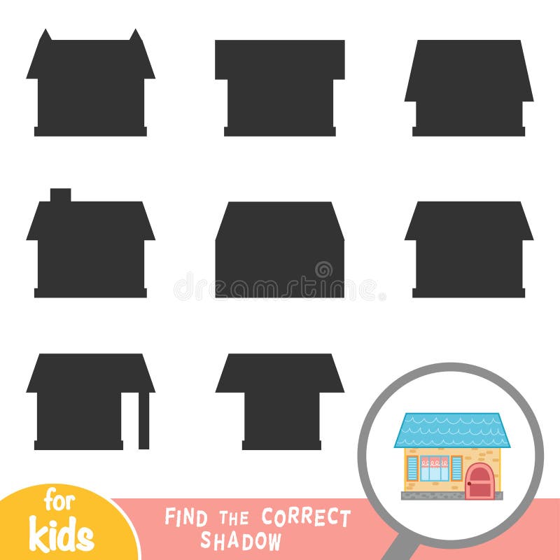 Find the Correct Shadow, Game for Children, House Stock Vector ...