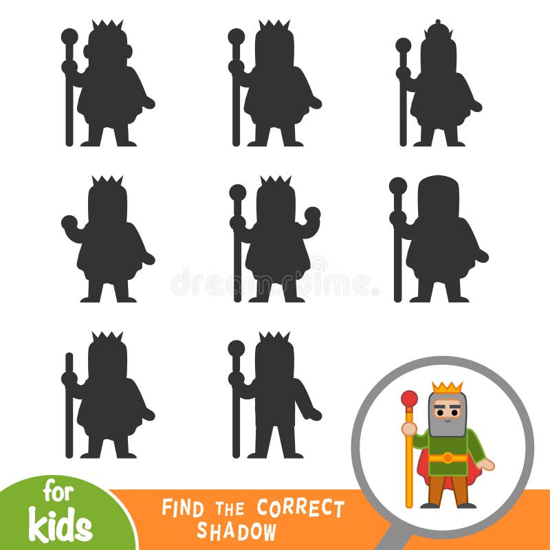 Find the Correct Shadow, Game for Children, King Stock Vector ...