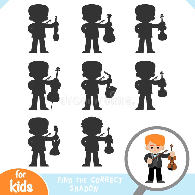 Find the Correct Shadow, Game for Children, Musician Man and Violin ...