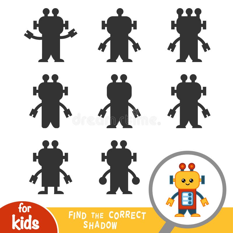 Find the Correct Shadow, Game for Children, Robot Stock Vector ...