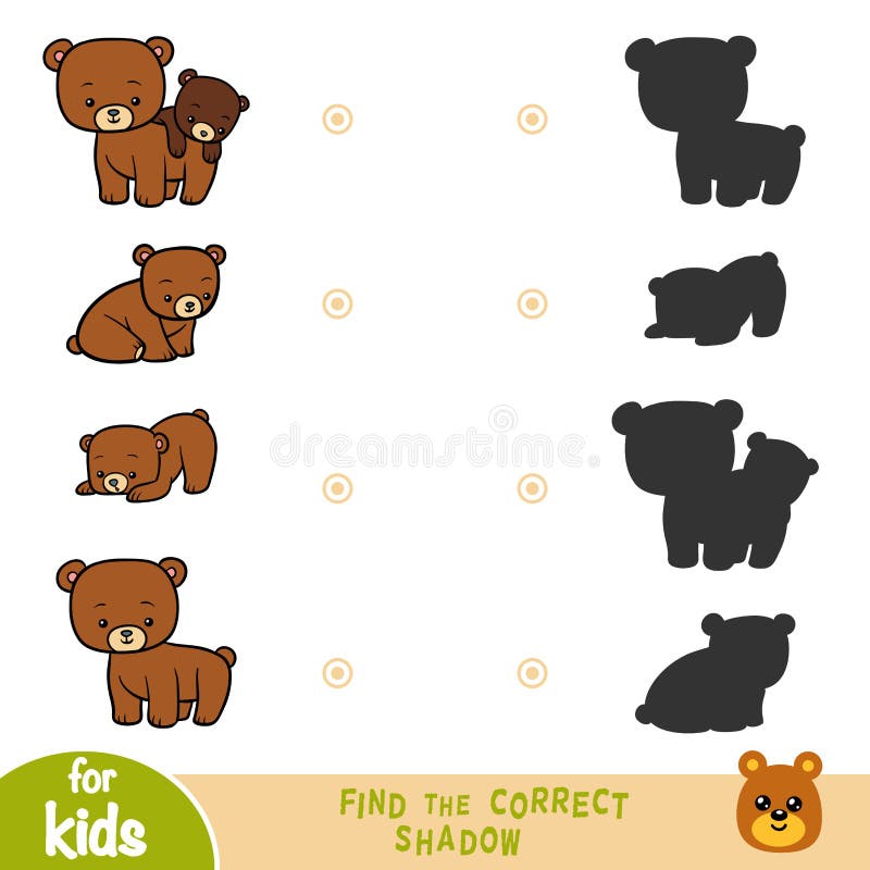 Find the Correct Shadow, Game for Children, Set of Bears Stock Vector ...