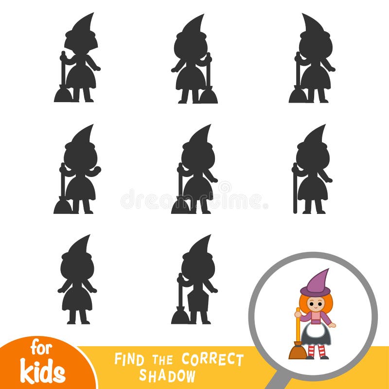 Find the Correct Shadow, Game for Children, Witch Stock Vector ...