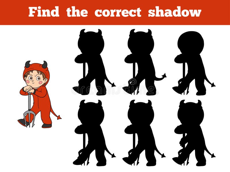 Find the Correct Shadow: Halloween Character (devil) Stock Vector ...