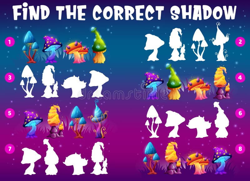 Find the Correct Shadow of Magic Mushrooms Stock Illustration ...