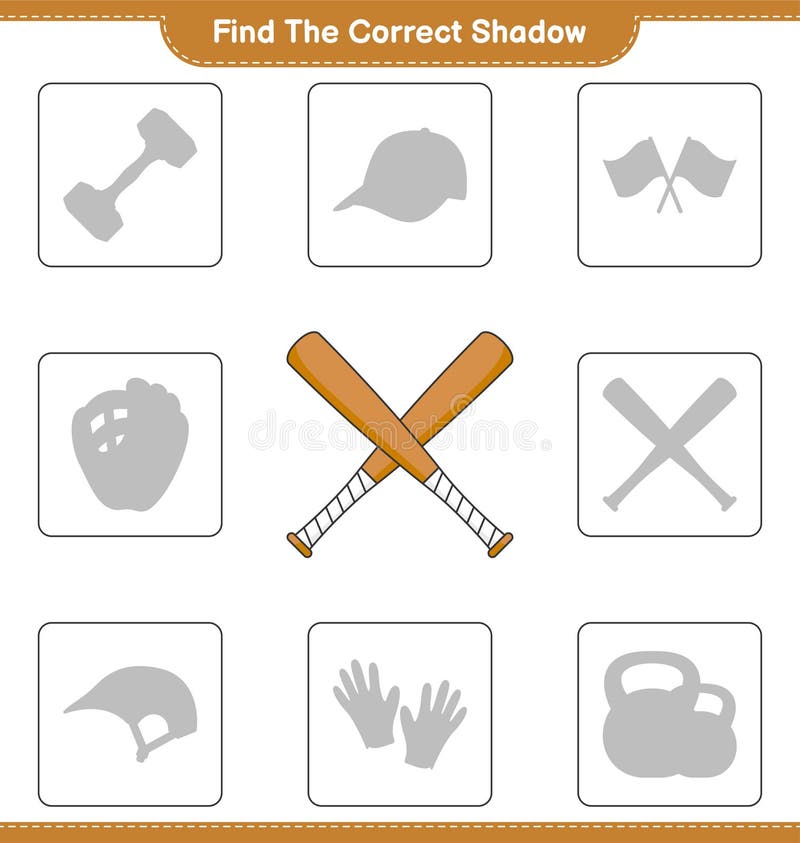 Find the Correct Shadow. Find and Match the Correct Shadow of Baseball ...