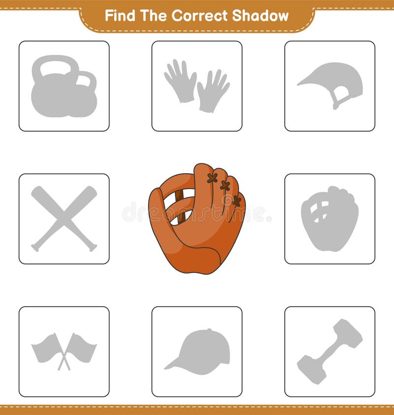 Find the Correct Shadow. Find and Match the Correct Shadow of Baseball ...
