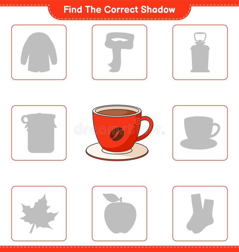 Find the Correct Shadow. Find and Match the Correct Shadow of Coffee ...