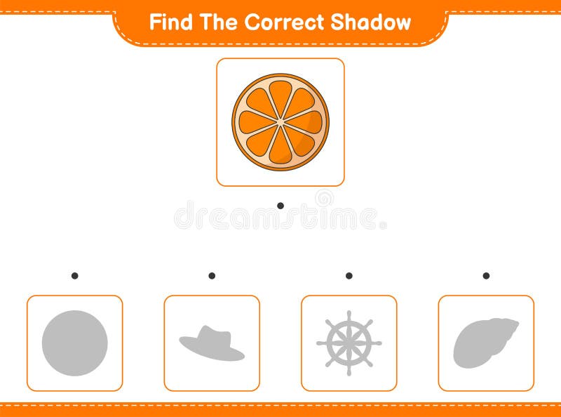 Find the Correct Shadow. Find and Match the Correct Shadow of Orange ...