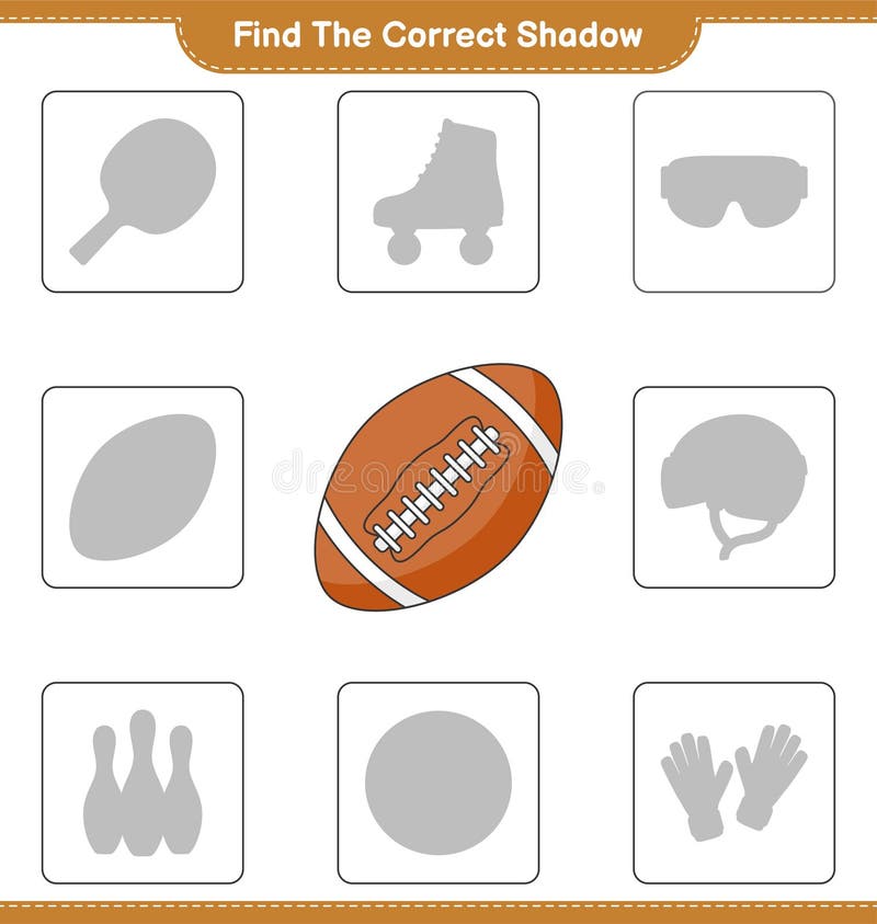 Find the Correct Shadow. Find and Match the Correct Shadow of Rugby ...