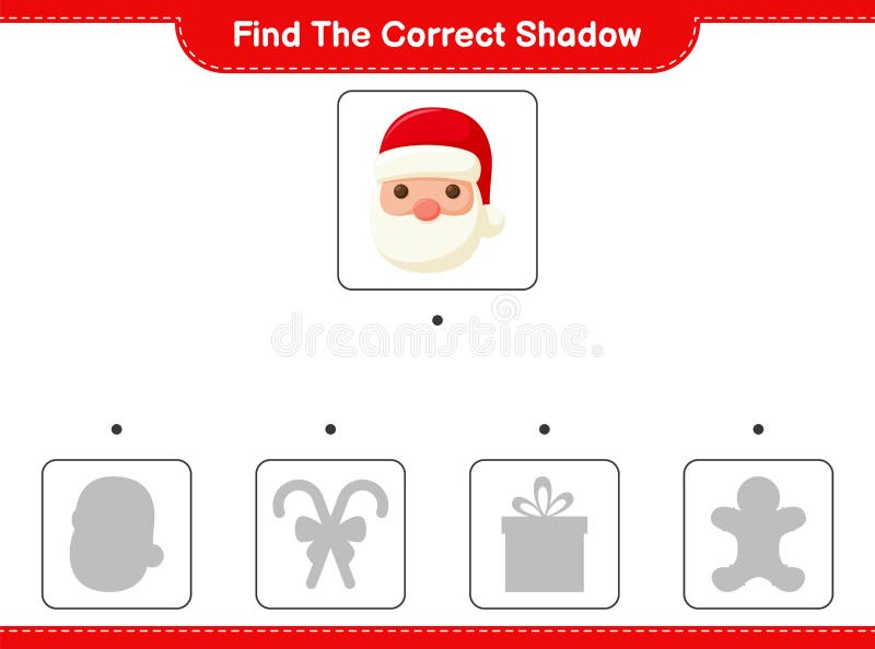 Find the Correct Shadow. Find and Match the Correct Shadow of Santa ...