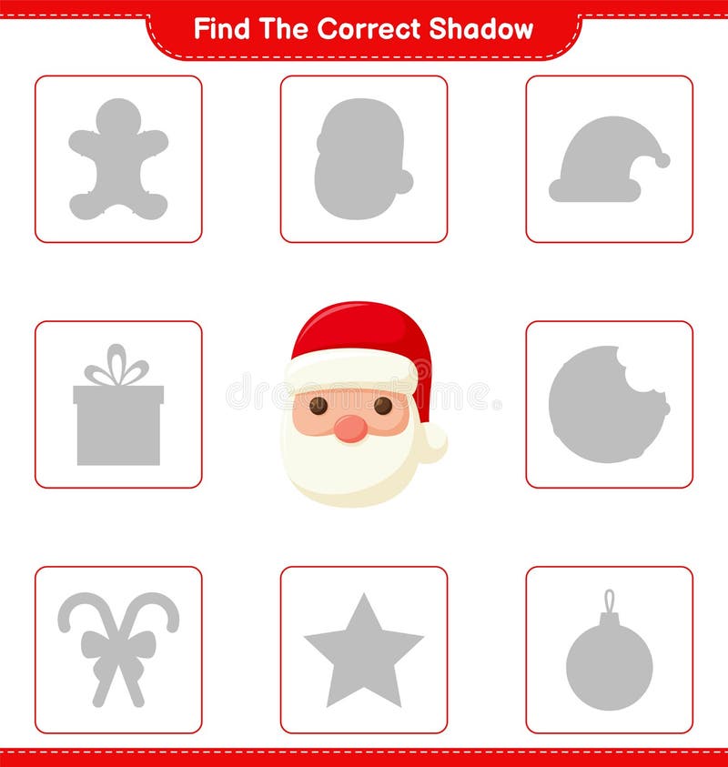 Find the Correct Shadow. Find and Match the Correct Shadow of Santa ...
