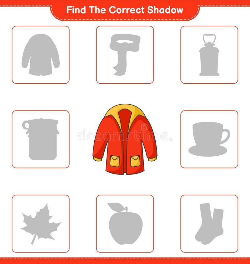 Find the Correct Shadow. Find and Match the Correct Shadow of Warm ...