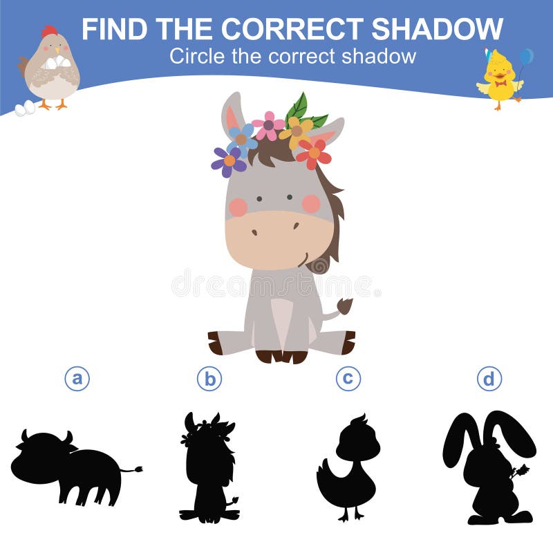 Circle the Correct Shadow. Worksheet for Kid Stock Vector ...