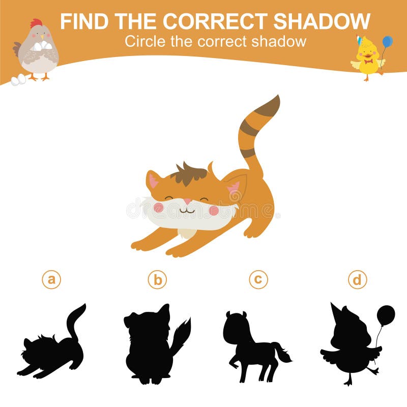 Circle the Correct Shadow. Worksheet for Kid Stock Vector ...