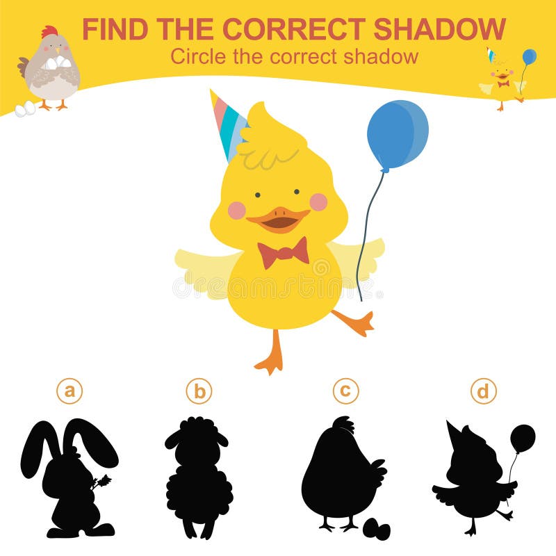 Ircle the Correct Shadow. Worksheet for Kid Stock Vector - Illustration ...