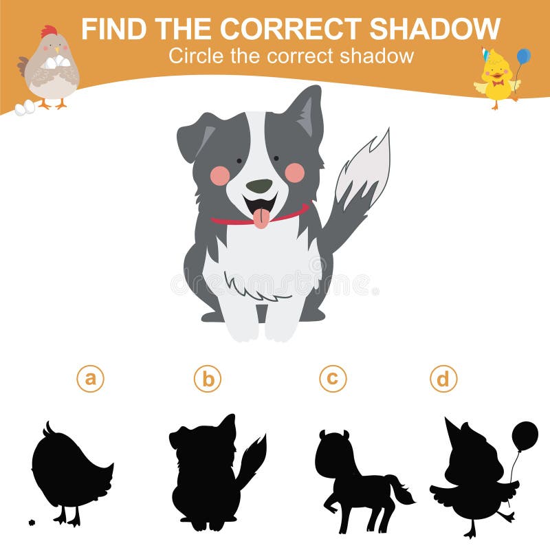 Matching Shadow Game for Children. Find the Correct Shadow Stock Vector ...