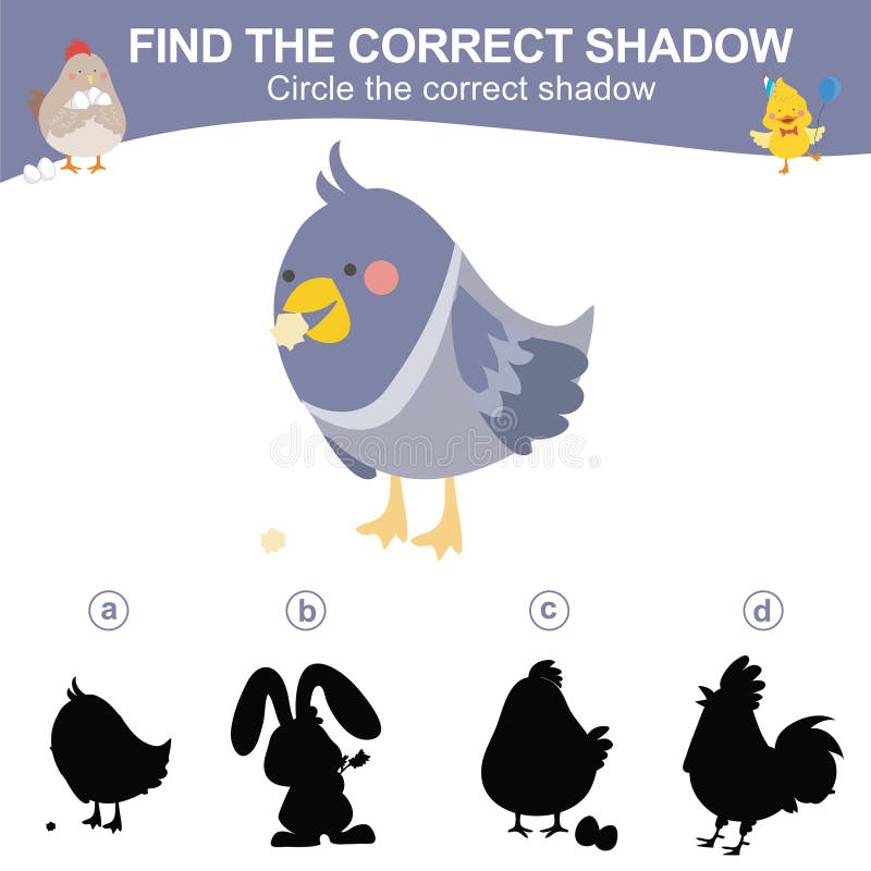 Matching Shadow Game for Children. Find the Correct Shadow Stock Vector ...