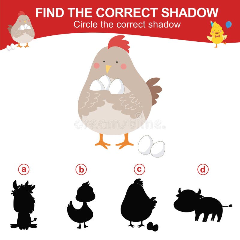 Matching Shadow Game for Children. Find the Correct Shadow Stock Vector ...