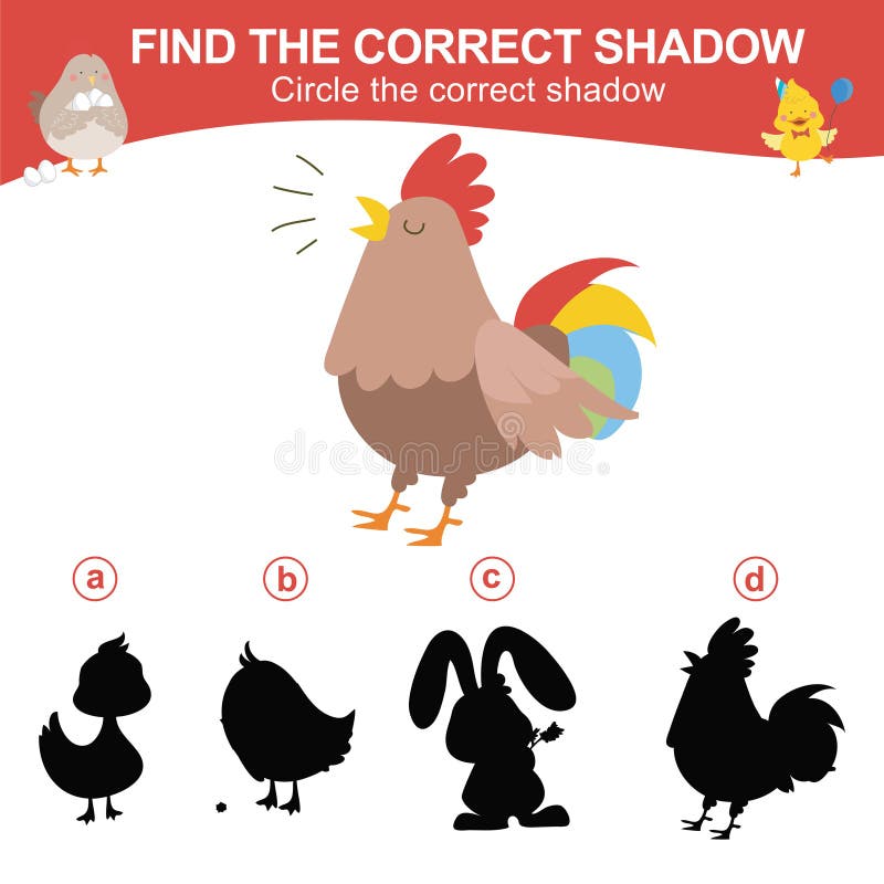 Matching Shadow Game for Children. Find the Correct Shadow Stock Vector ...