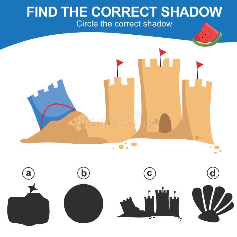 Matching Shadow Game Worksheet for Kids. Find the Correct Shadow of the ...