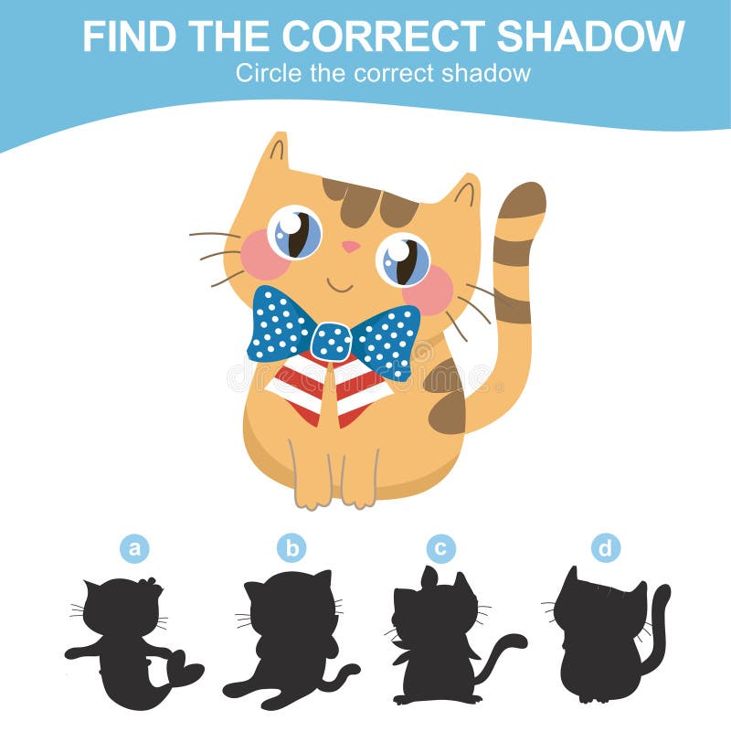 Find the Correct Shadow Kawaii and Cute Orange Kitten Stock Vector ...