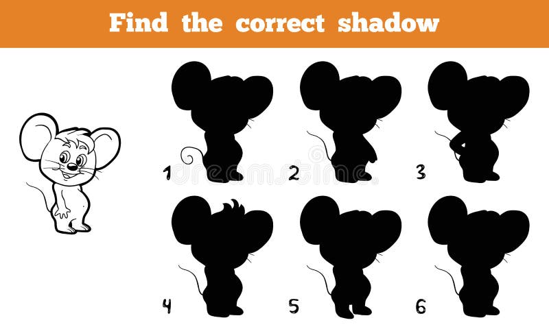 Find the Correct Shadow (mouse) Stock Vector - Illustration of answer ...