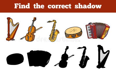 Find the Correct Shadow (musical Instruments) Stock Vector ...