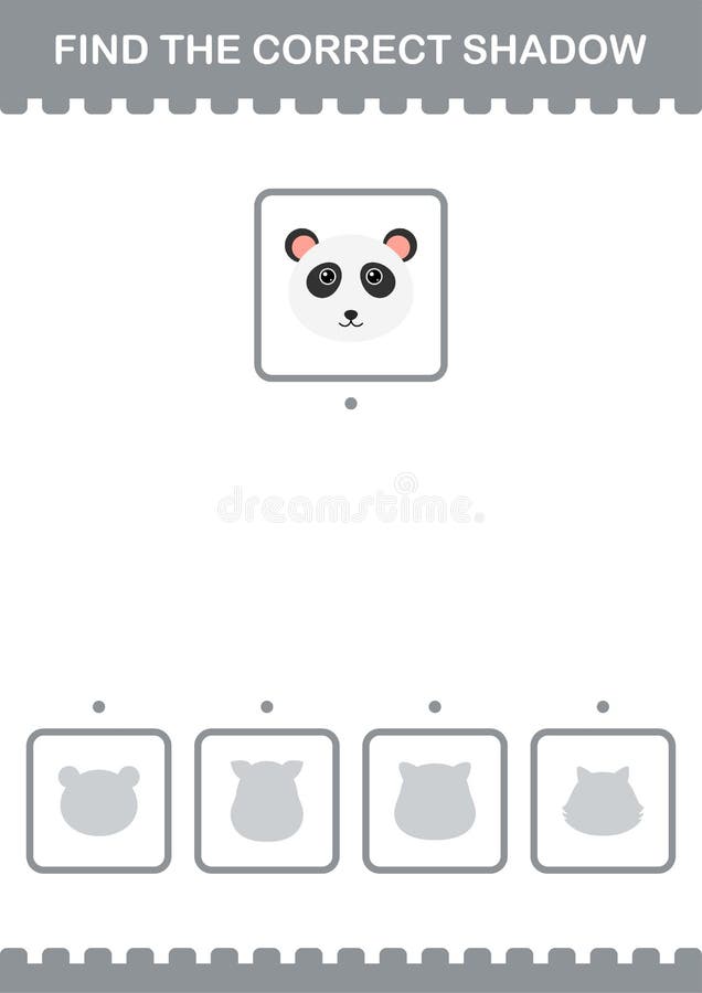 Find the Correct Shadow Panda Face. Worksheet for Kids Stock Vector ...