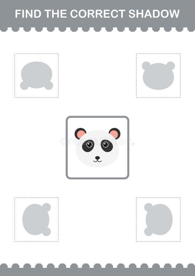 Find the Correct Shadow Panda Face. Worksheet for Kids Stock Vector ...