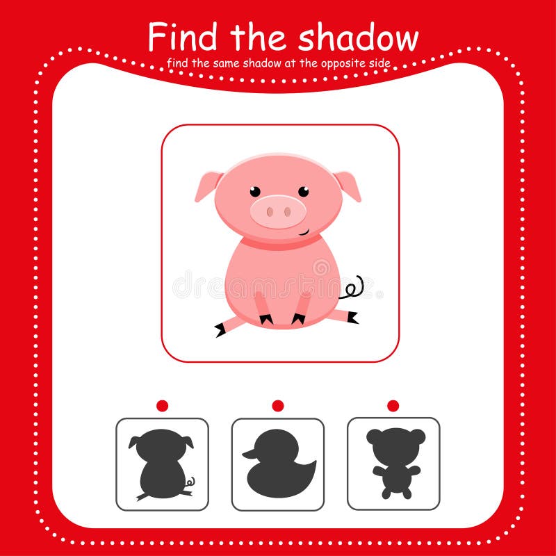 Find the Correct Shadow. Pig Stock Vector - Illustration of comic ...