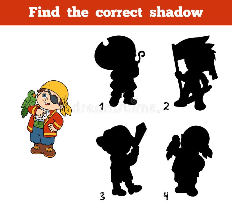 Find the Correct Shadow (pirate Boy and Parrot) Stock Vector ...