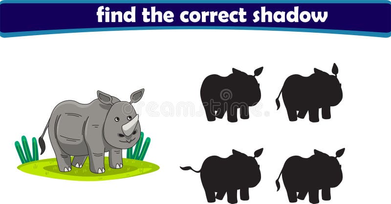 Funny Cartoon Rhino. Find the Correct Shadow Stock Vector ...