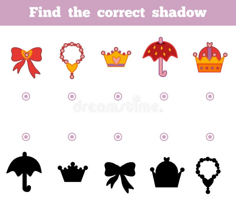 Find the Correct Shadow. a Set of Accessories for the Princess Stock ...