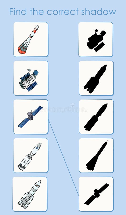 Find the Correct Shadow of Space Technology Items. Worksheet for ...