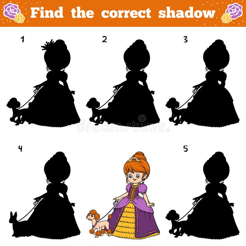 Find the Correct Shadow. Vector Cartoon Princess Stock Vector ...