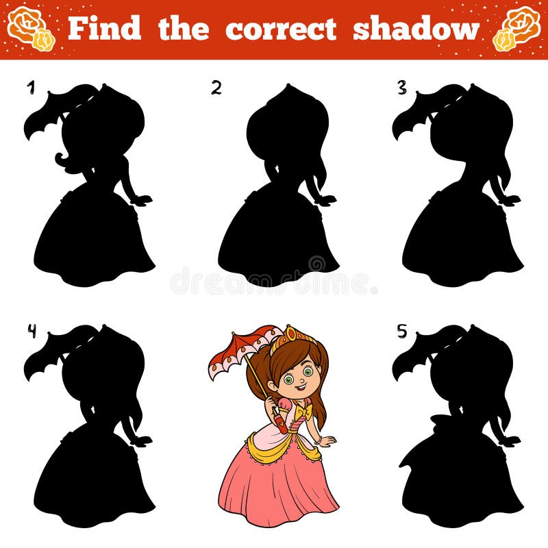 Find the Correct Shadow. Vector Cartoon Princess Stock Vector ...