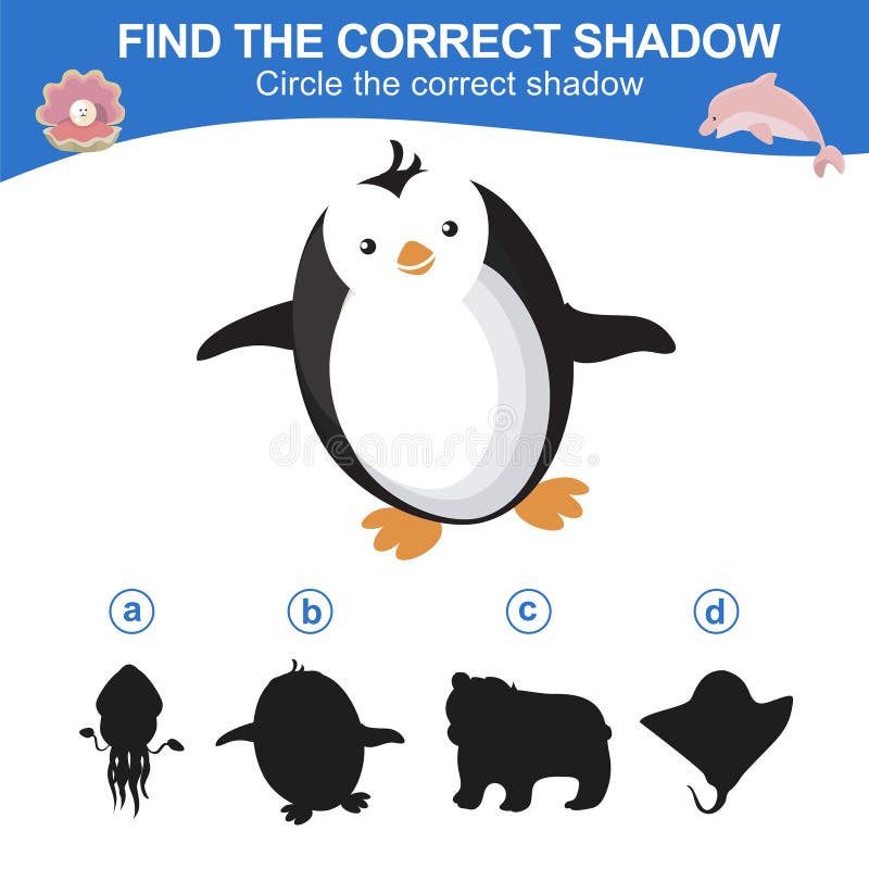 Find the Correct Shadow. Worksheet for Kid Stock Vector - Illustration ...