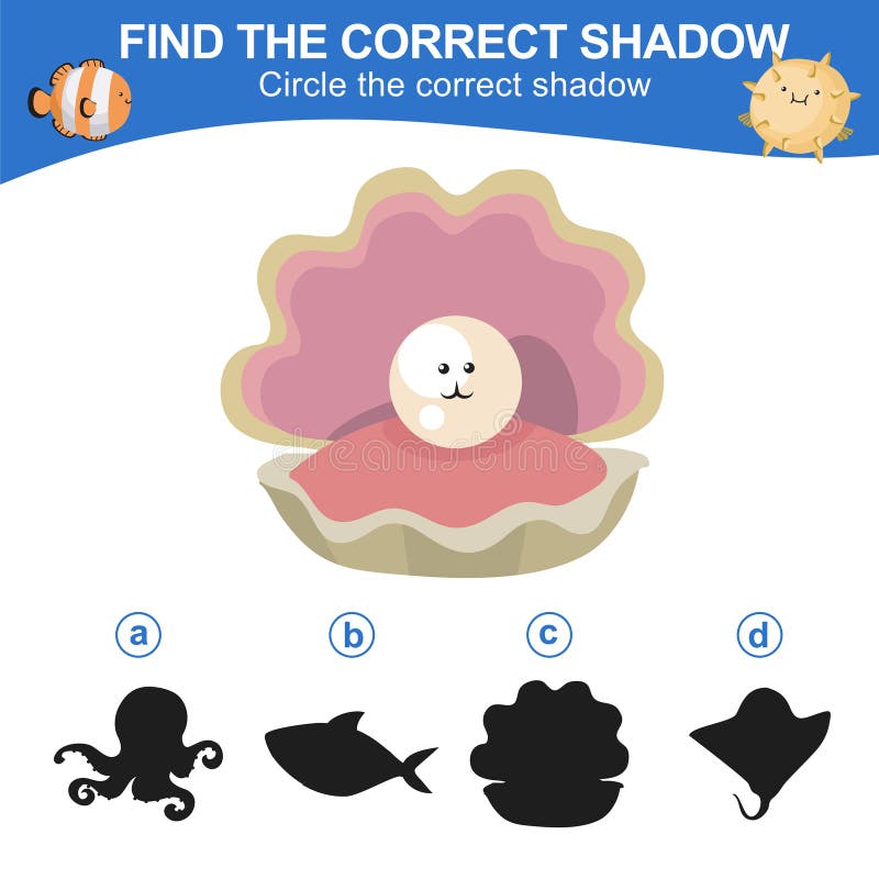 Find the Correct Shadow. Worksheet for Kid Stock Vector - Illustration ...
