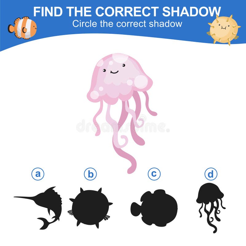 Find the Correct Shadow. Worksheet for Kid Stock Vector - Illustration ...