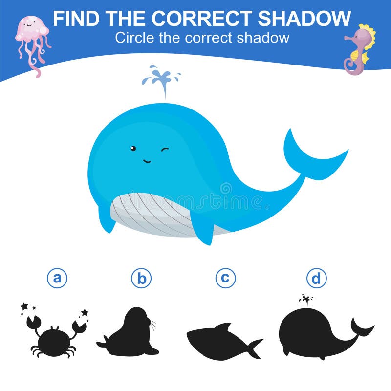 Find the Correct Shadow. Worksheet for Kid Stock Vector - Illustration ...