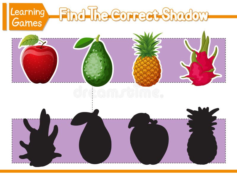 Find the Correct Shadows of Cute Cartoon Fruits. Kids Educational Game ... Find the Correct Shadows of Cute Cartoon Fruits. Kids Educational Game ...