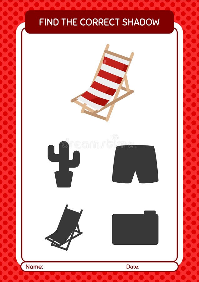 Find the Correct Shadows Game with Beach Bench. Worksheet for Preschool ...