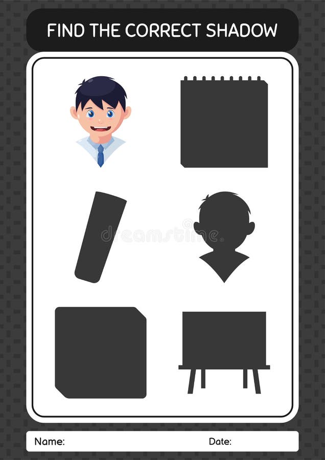 Find the Correct Shadows Game with Boy. Worksheet for Preschool Kids ...