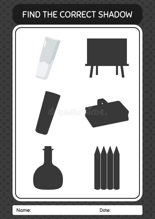Find the Correct Shadows Game with Chalk. Worksheet for Preschool Kids ...