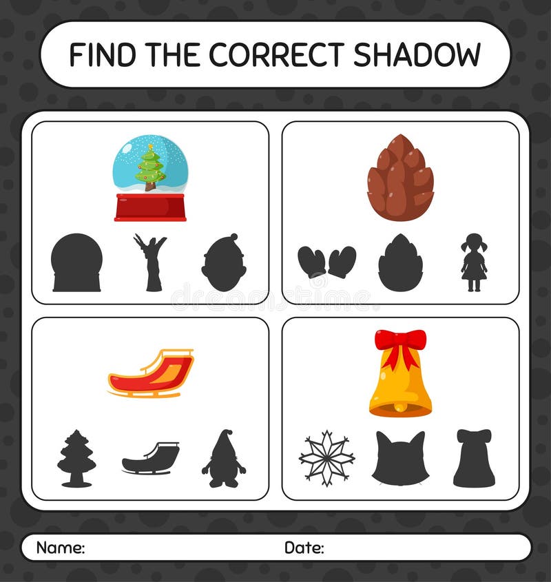 Find the Correct Shadows Game with Christmas Icon. Worksheet for ...