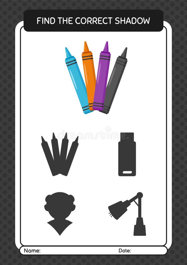 Find the Correct Shadows Game with Crayons. Worksheet for Preschool ...
