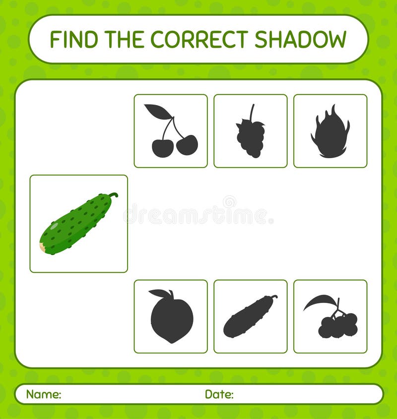Find the Correct Shadows Game with Cucumber. Worksheet for Preschool ...