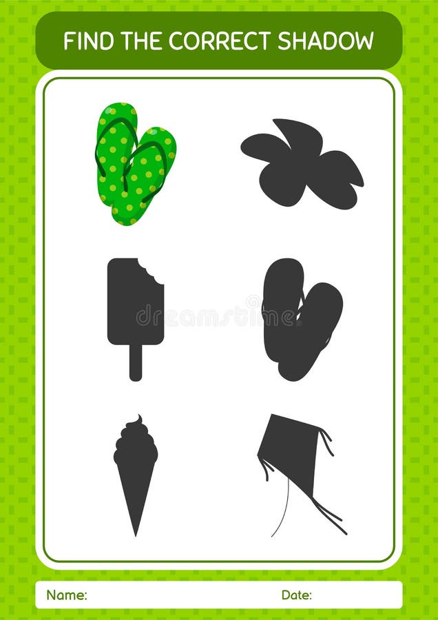 Find the Correct Shadows Game with Flip Flop. Worksheet for Preschool ...