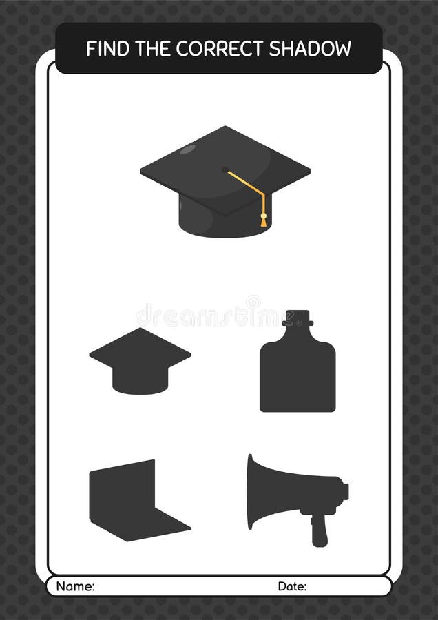 Find the Correct Shadows Game with Graduation Cap. Worksheet for ...