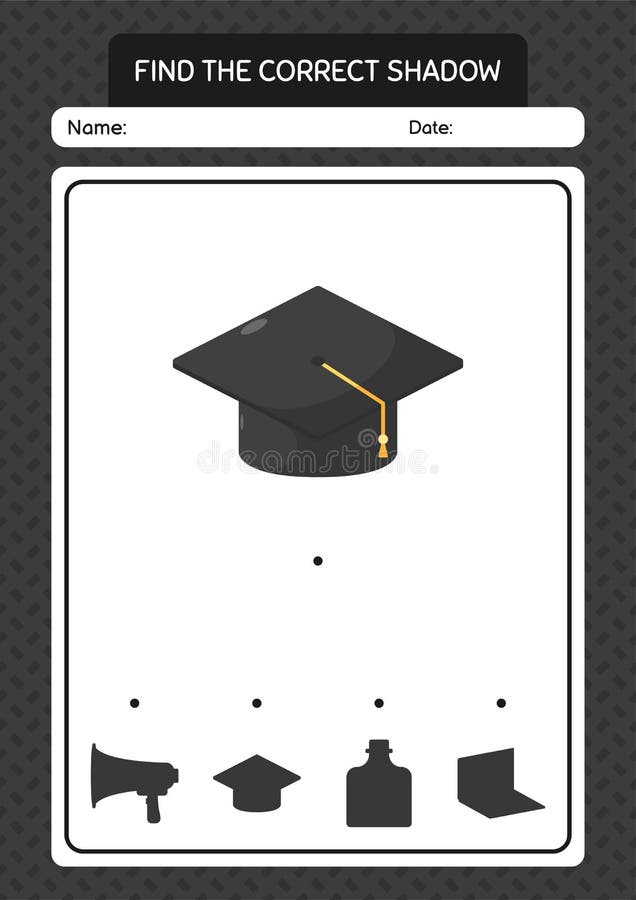 Find the Correct Shadows Game with Graduation Cap. Worksheet for ...